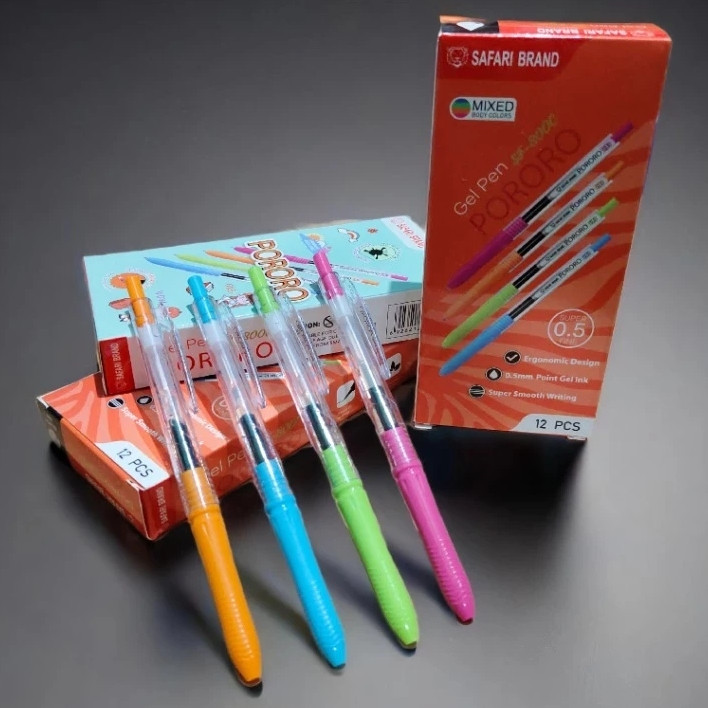 Jual 12PC PULPEN GEL CETEK KLIK SAFARI PORORO SF-800C | PEN CETEKAN ...