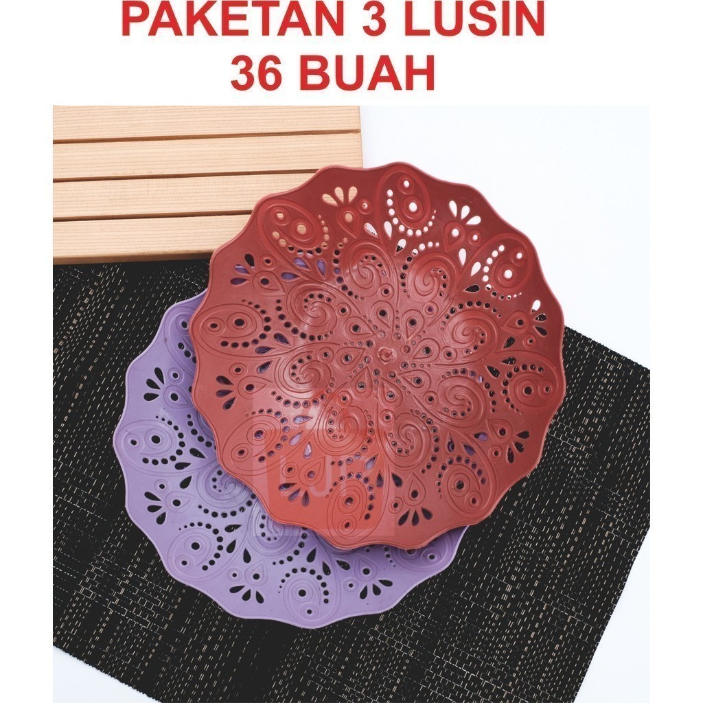 Jual LJR Piring Rotan Plastik Cekung Motif New Bunga 21 cm Warna Random ...