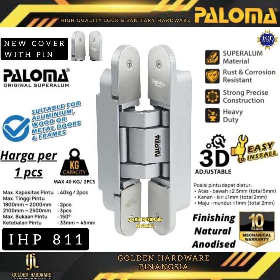 Jual Engsel Concealed Invisible Hinge Tanam Pintu Paloma Conc D40 NA ...