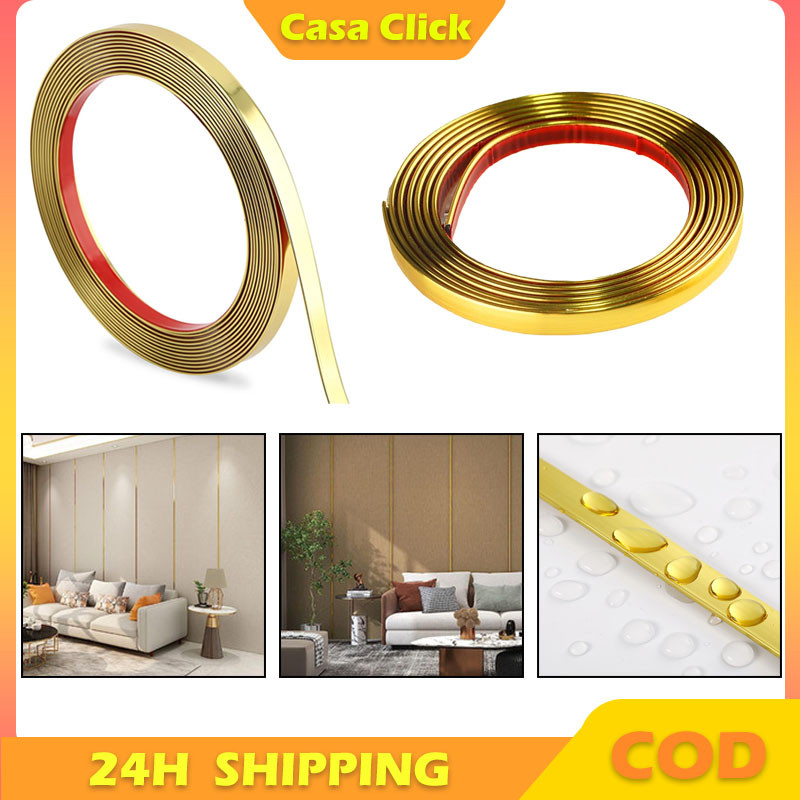 Jual List Plat Strip Mirror Hairline/List Wallpaper Sticker Gold Lebar ...