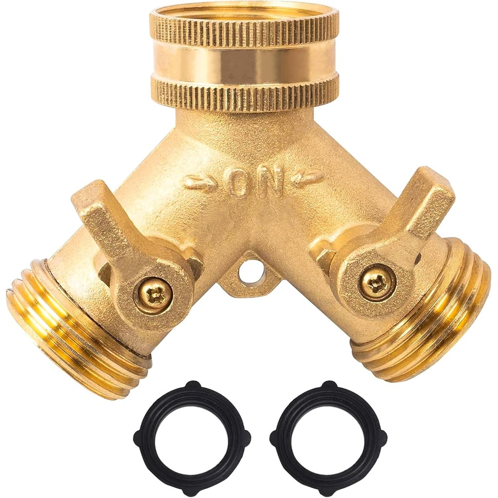 Jual Brass Garden Hose Splitter (2 Way), Heavy Duty Solid Brass Water ...
