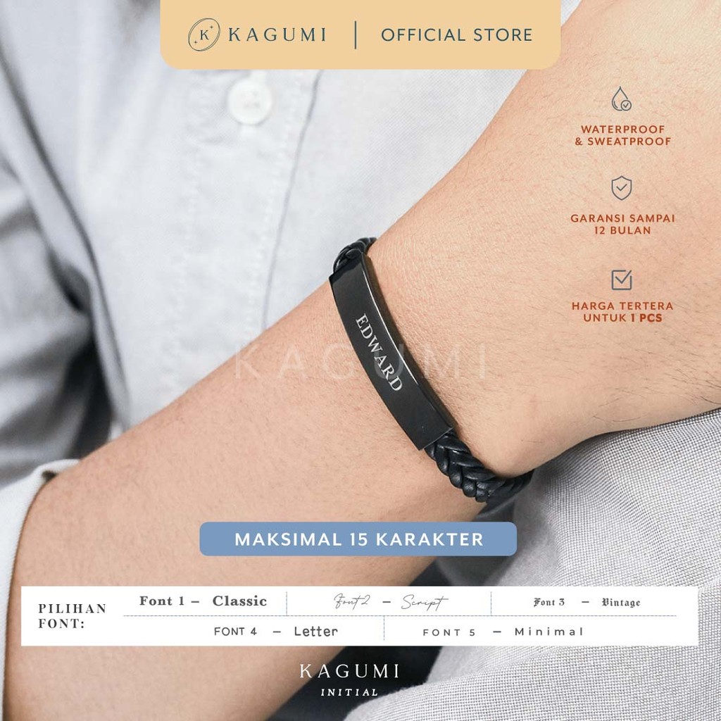 Jual KAGUMI Initial - Lyon Bracelet | Gelang Ulir Custom Titanium Pria ...