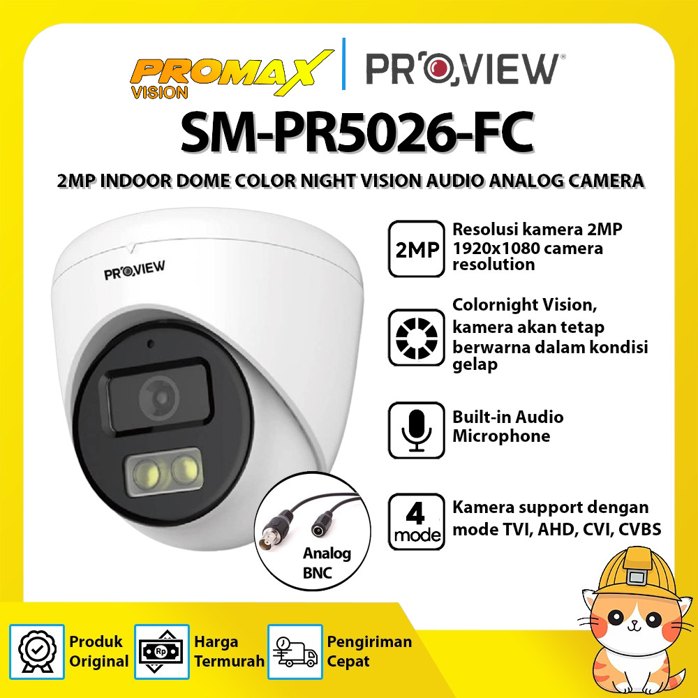 Jual PROVIEW SM-PR5026-FC 2MP INDOOR DOME COLOR NIGHT VISION AUDIO ...