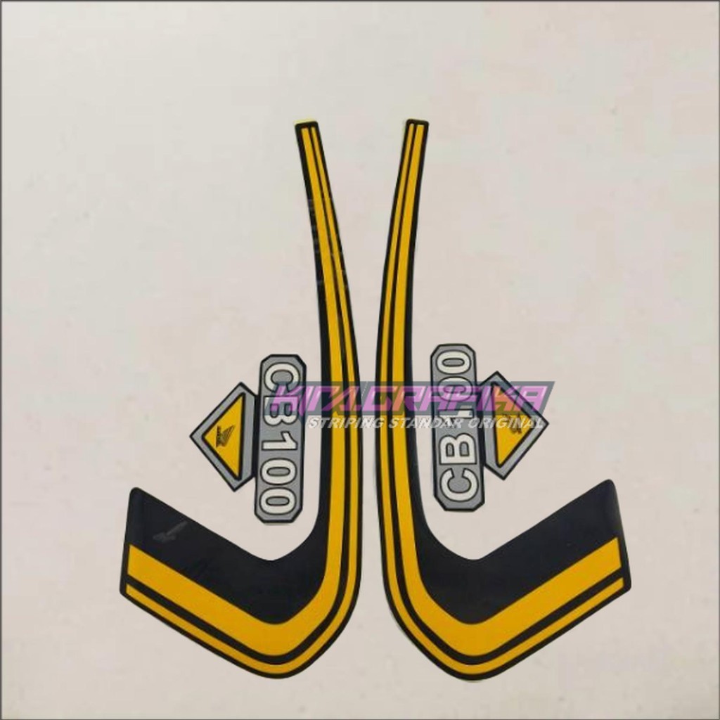 Jual striping honda cb 100 cb100 1976 jadul hitam lis kuning list body ...