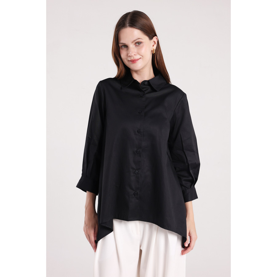 Jual Minimal x Devina Putri - Xaviera - Kemeja A Line Wanita - Black ...