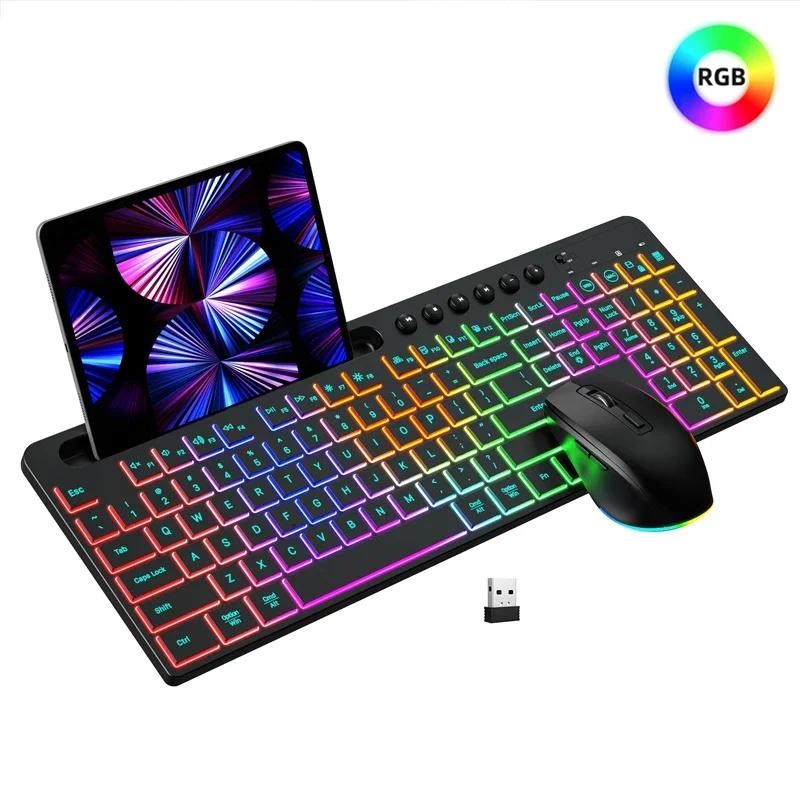 Jual 2.4G Keyboard Mouse Combo RGB Backlit Rechargeable Full-Size ...