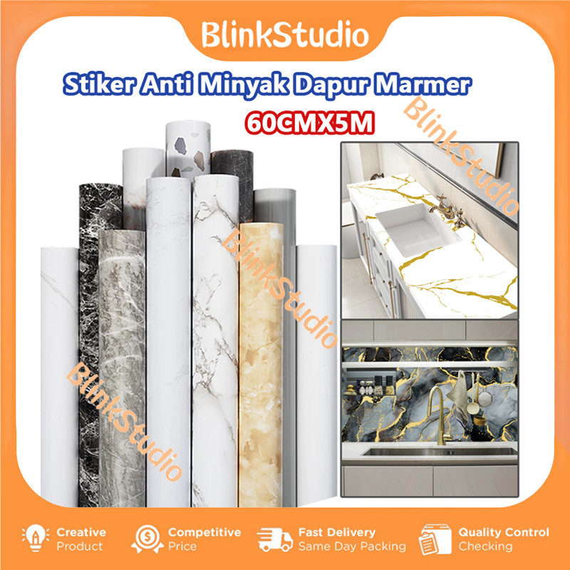 Jual 60cm X 5meter Wallpaper Dapur Anti Minyak Dan Panas Motif Marmer ...