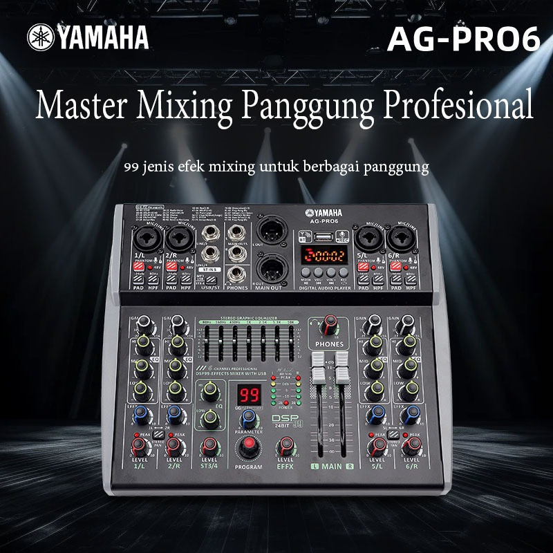 Jual yamaha/original AG-PRO6,mixer audio,mixer karaoke,pencampur audio,built-in 2-band EQ,bawaan ...