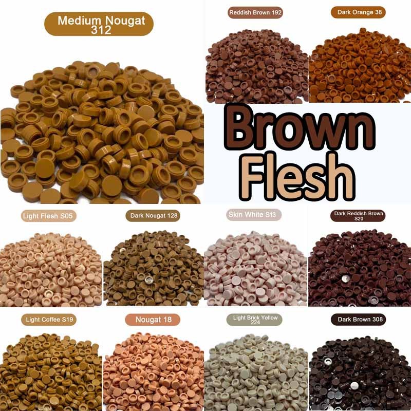Jual 300PCS Brown And Flesh Color Round Tile 1x1 98138 Building Block ...