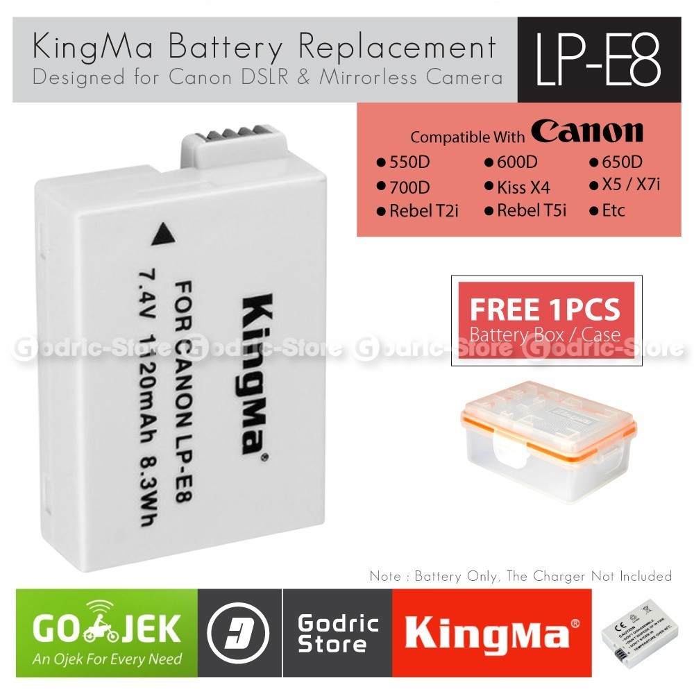 Jual KingMa Baterai LP-E8 Canon Battery for EOS 700D 650D 600D 550D etc | Shopee Indonesia