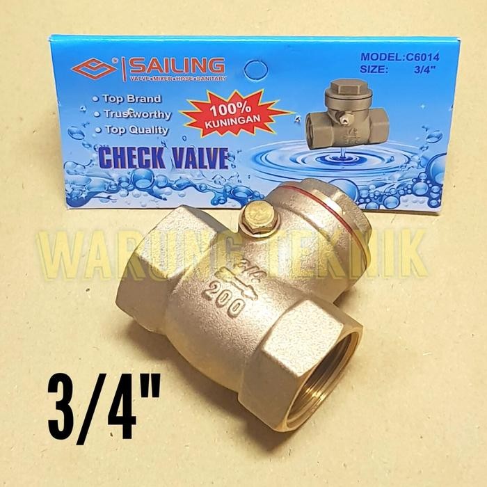 Jual SAILING SWING CHECK VALVE KLEP TABOK 3/4 INCH TEBAL FULL KUNINGAN ...