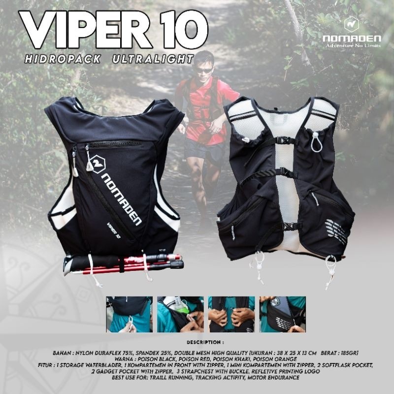 Jual Vest Running - Tas Trail Running Hidropack Nomaden Viper 10L | Shopee Indonesia