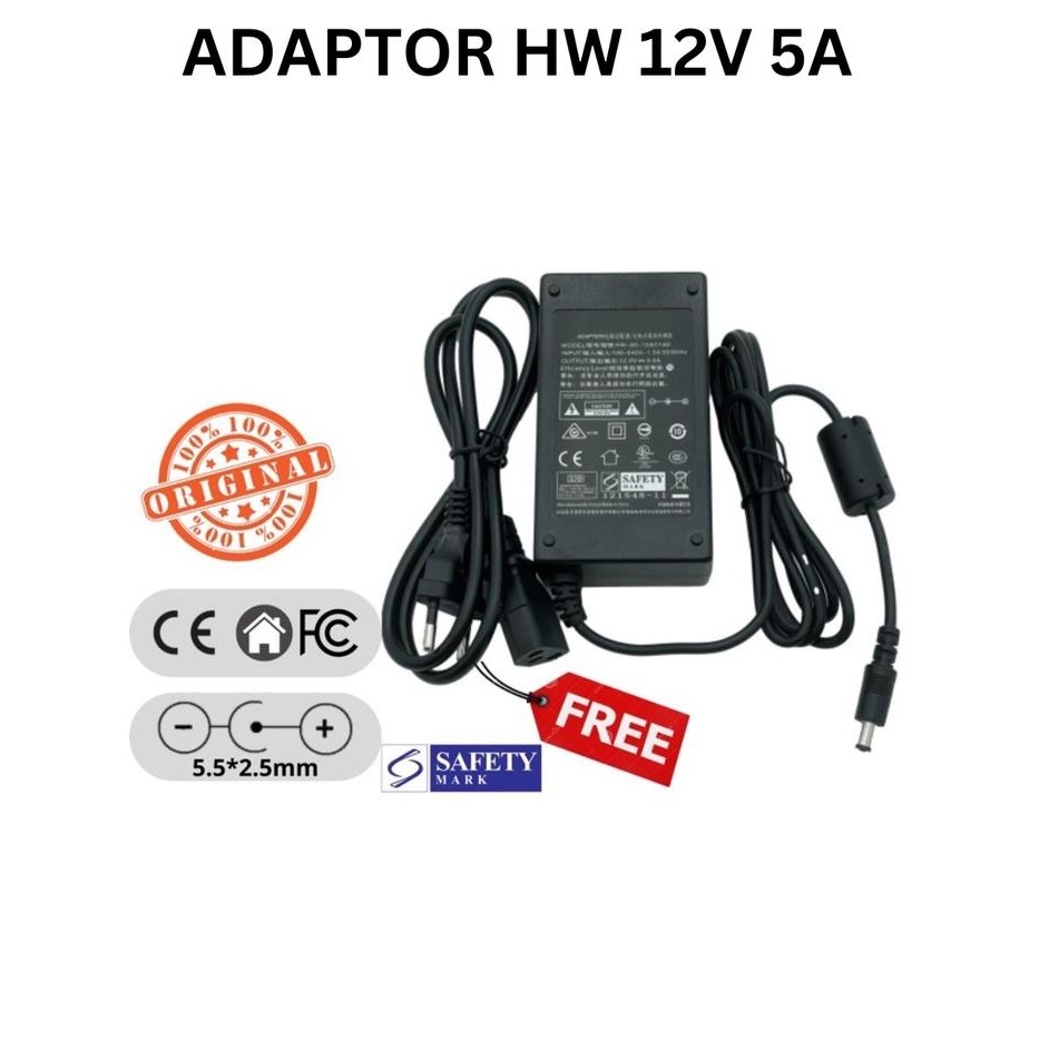 Jual Adaptor HW 12V 5A untuk CCTV, DVR, dan Elektronik Lainnya dengan ...