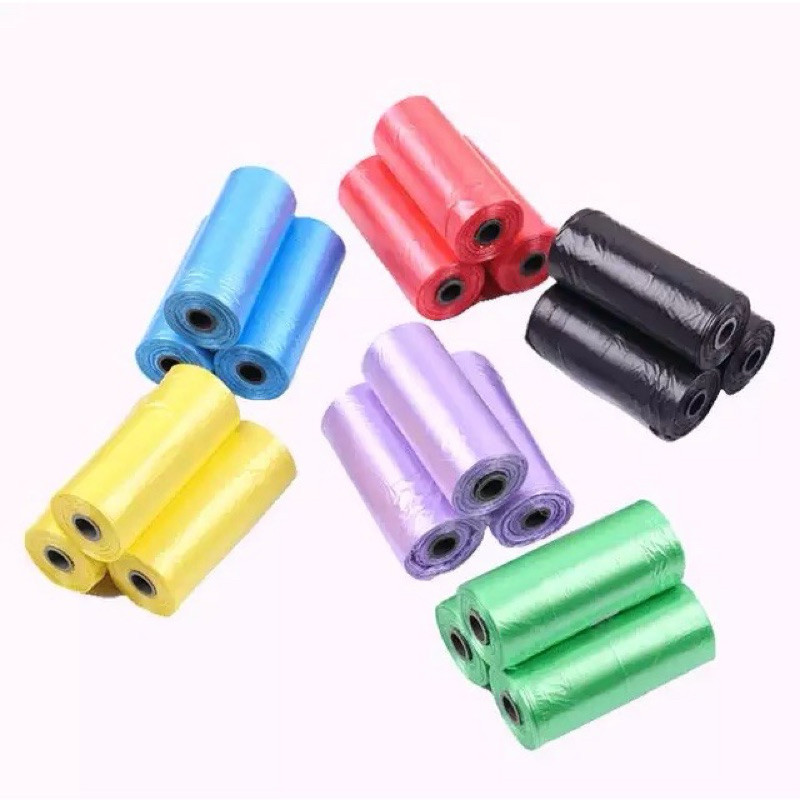 Jual isi 15 poop bag polos plastik sampah roll kantong sampah popok ...