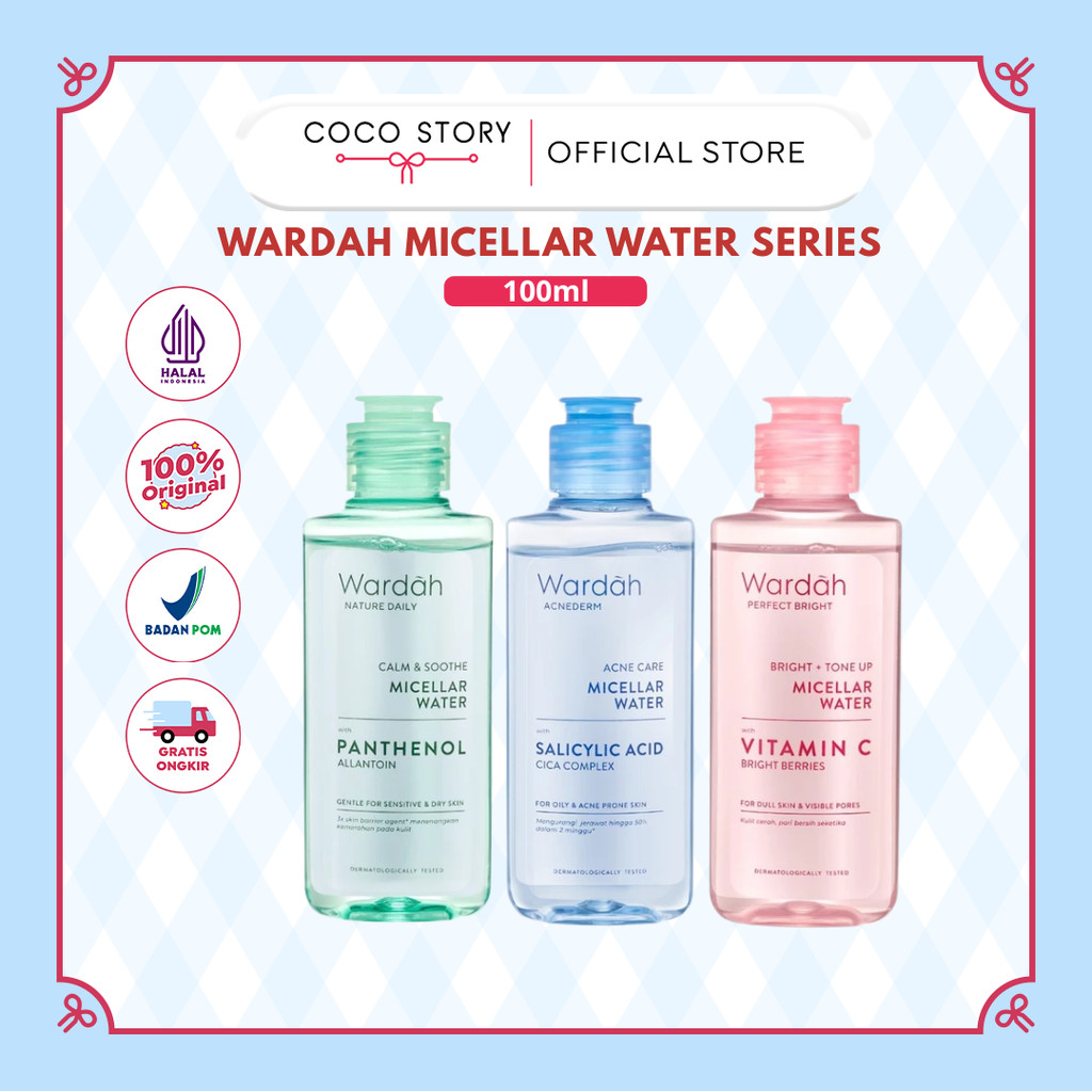 Jual Wardah Micellar Water 100ml 240ml 400ml Perfect Bright / Nature ...