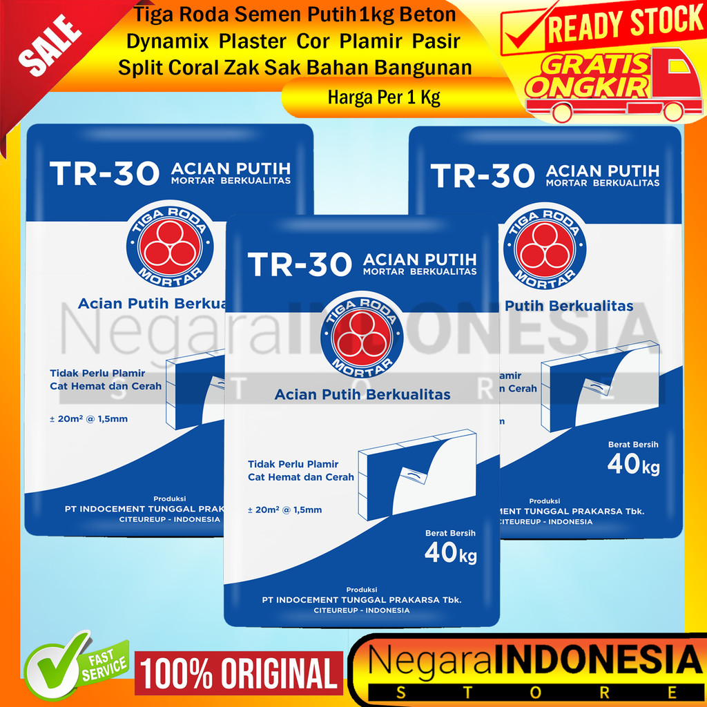 Jual Tiga Roda Semen Putih 1 Kilogram Baturaja Padang Pasir Split Koral ...