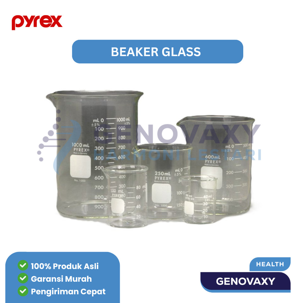 Jual Pyrex Beaker glass 25, 50, 100, 250, 500, 600, 1000 ml | Shopee ...
