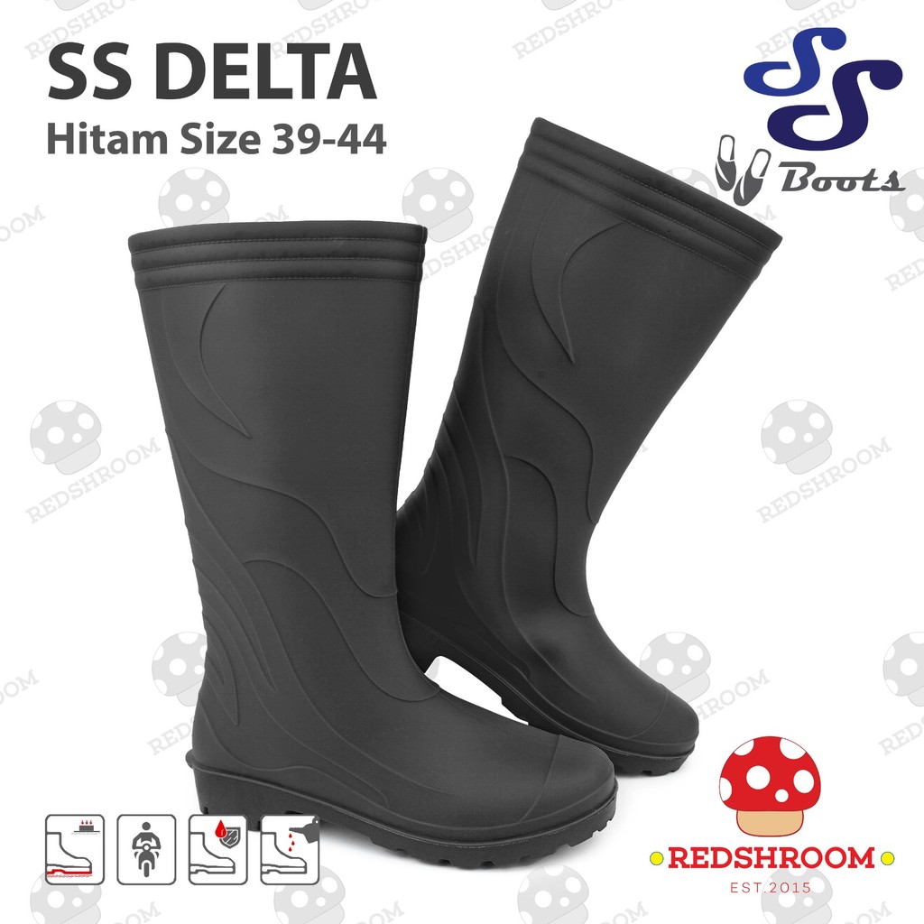 Jual Sepatu Boot Tinggi SS Delta Hitam - Bot Boots Tinggi Petani Proyek ...