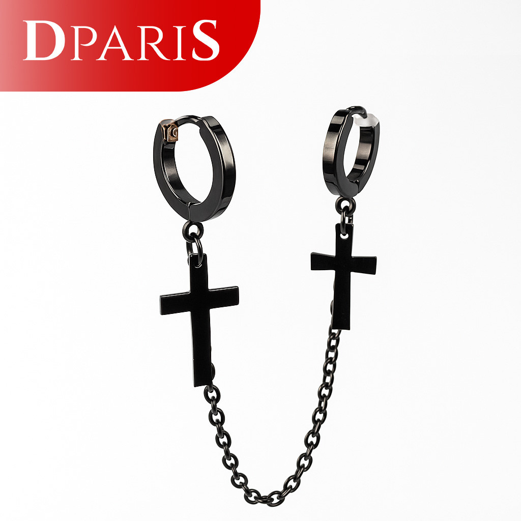 Jual Dparis anting rantai double salib | Shopee Indonesia