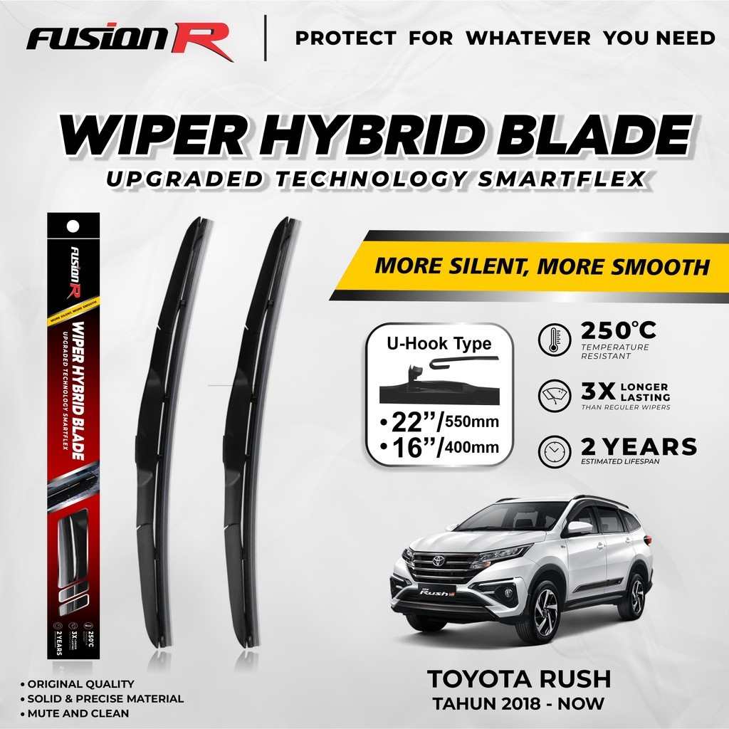 Jual Fusion R Wiper Kaca Mobil Toyota Rush Terios Karet Wiper Frameless Hybrid Blade Set Premium ...