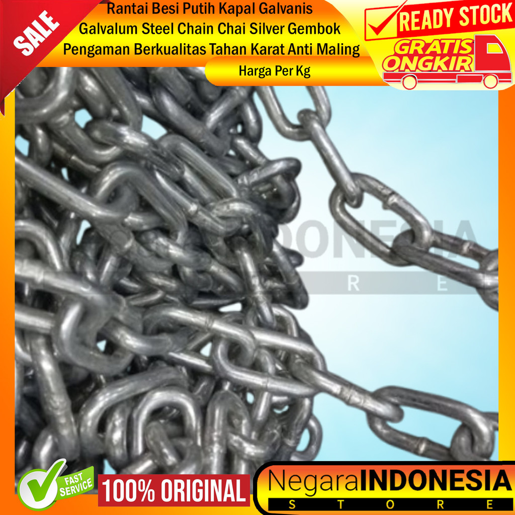 Jual Rantai Rante Besi Putih Kapal Galvanis Galvalum Steel Chain Chai ...
