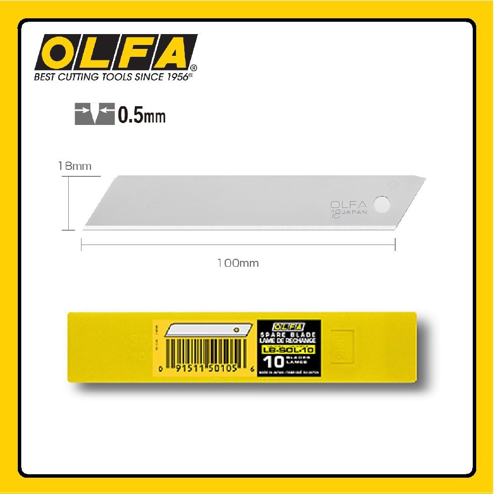 Jual OLFA LB-SOL-10 Refill Pisau Cutter Polos Tanpa Patahan 18 mm (10pcs/pack) Solid Blade 18mm ...