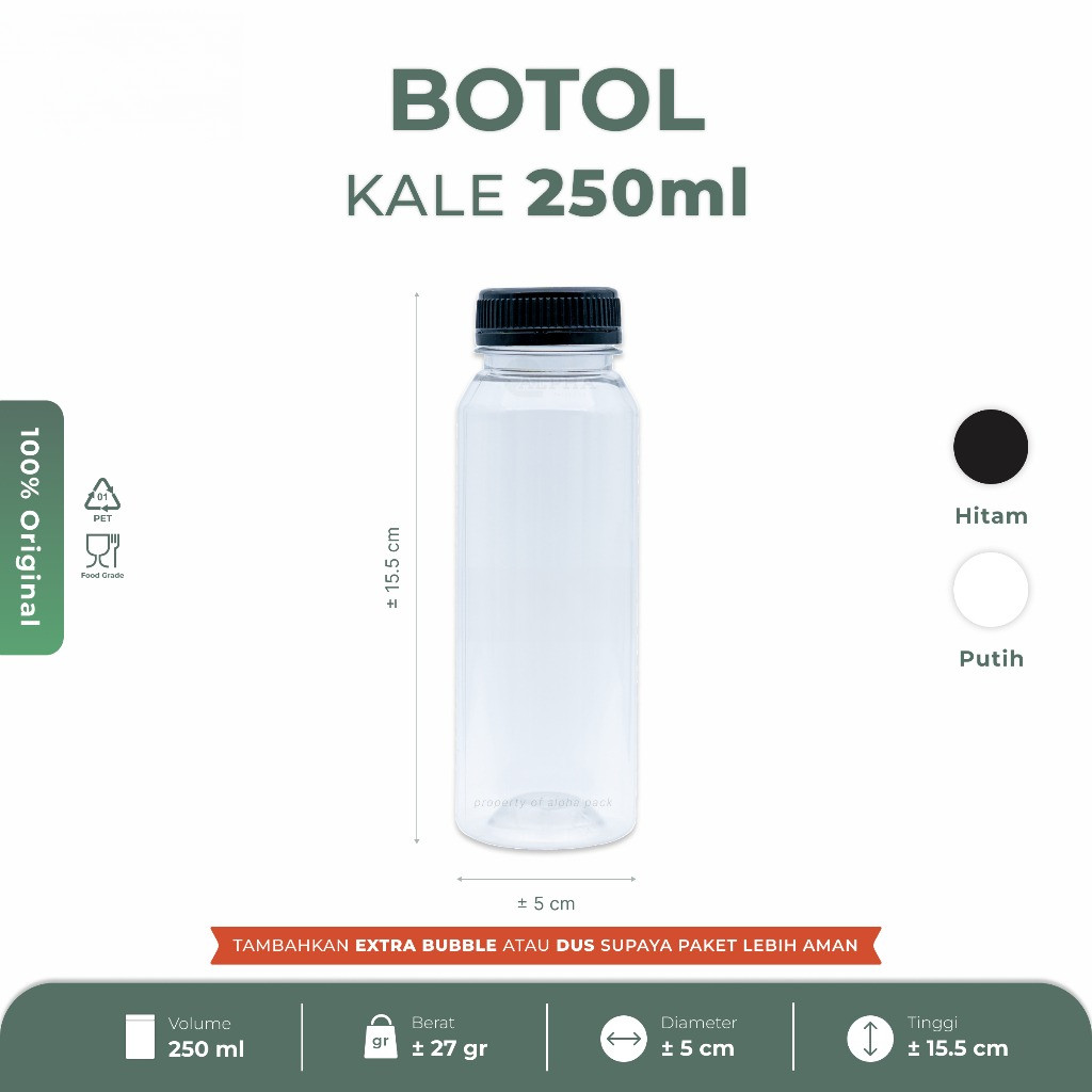 Jual Botol Kale ECO 250ml - Botol Plastik 250 ml Tebal Minuman Kopi Jus ...