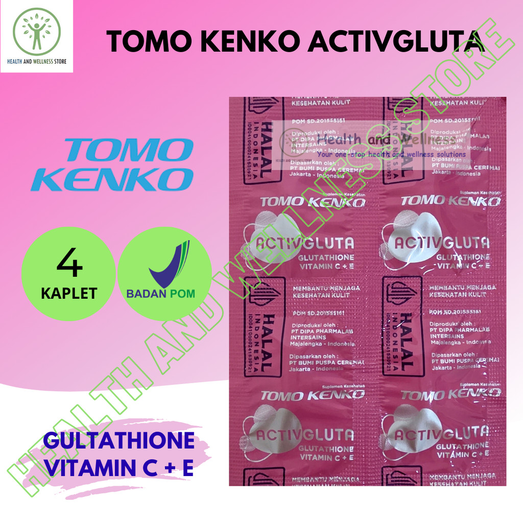 Jual Tomo Kenko Activgluta Glutathione Vitamin C E Kaplet Salut Selaput ...