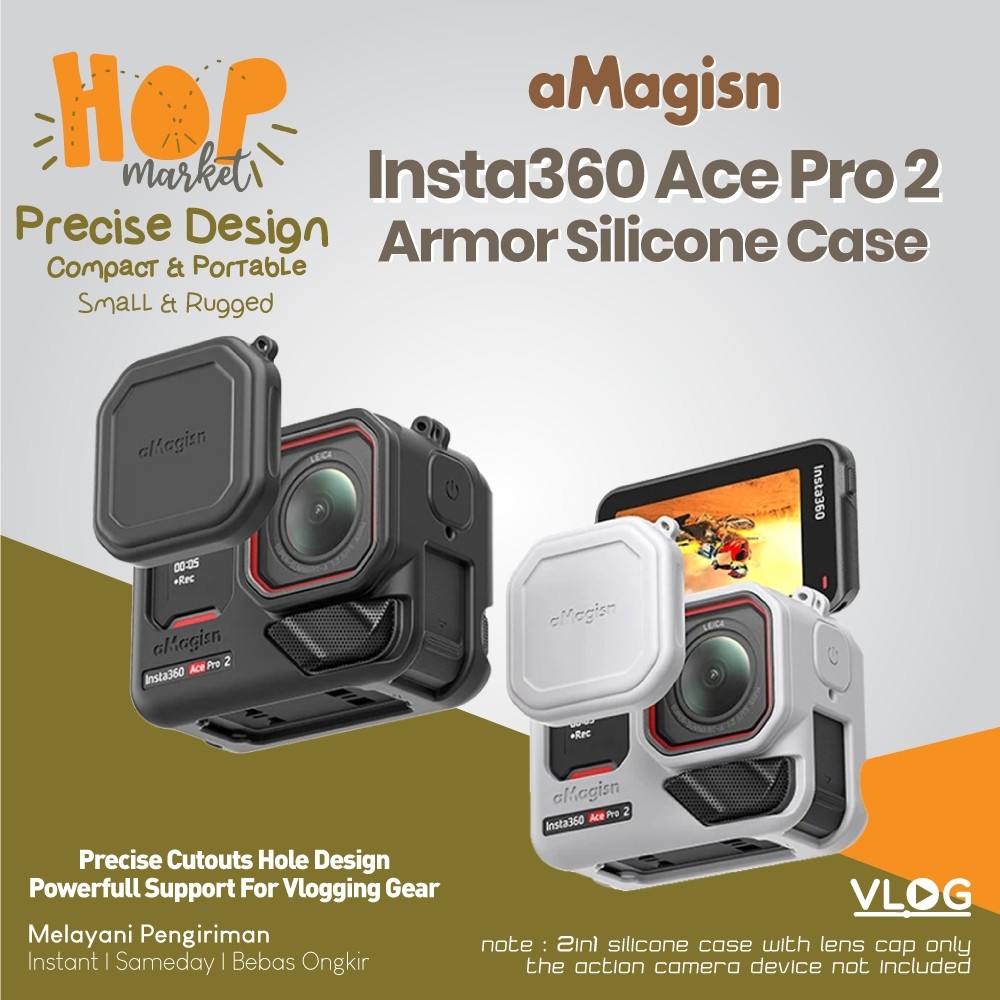 Jual aMagisn Silicone Case for Insta360 ACE PRO 2 with Strap Lanyard (Silikon Protective Cover ...