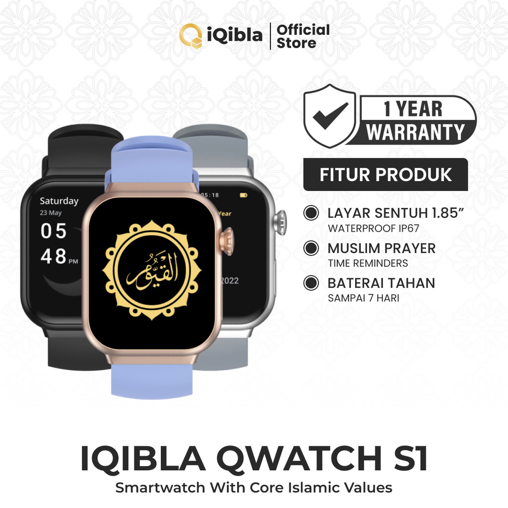 Jual iQibla QWatch S1 1.85 Inch Quran Watch Muslim Smartwatch Bluetooth Phone Call Baterai Tahan ...