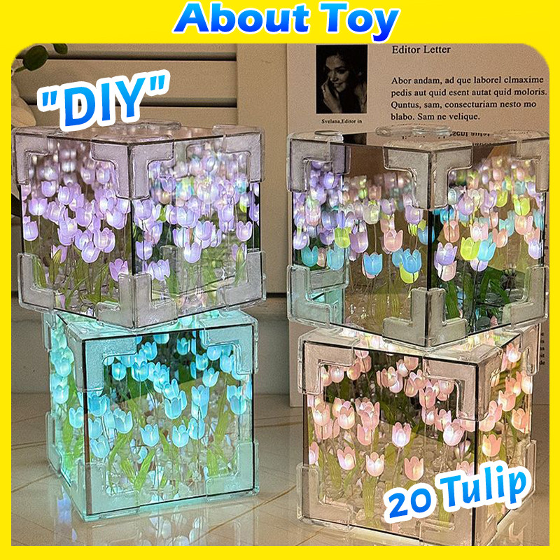 Jual ABOUT 20 Bunga Tulip Lampu Lampu DIY Tulip Lampu Malam Led Cermin ...