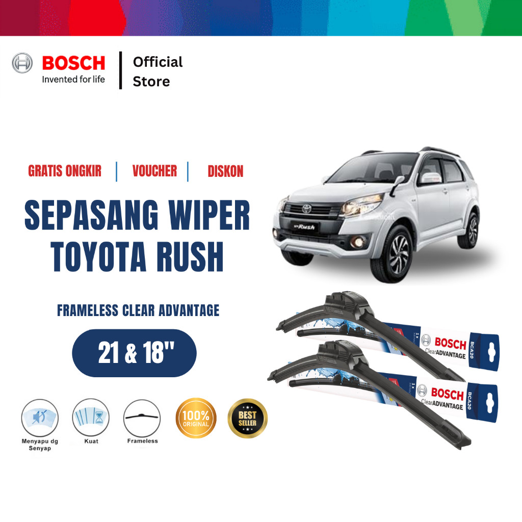 Jual Bosch Sepasang Wiper Mobil Toyota Rush Frameless Clear Advantage 21 dan 18 Inci | Shopee ...