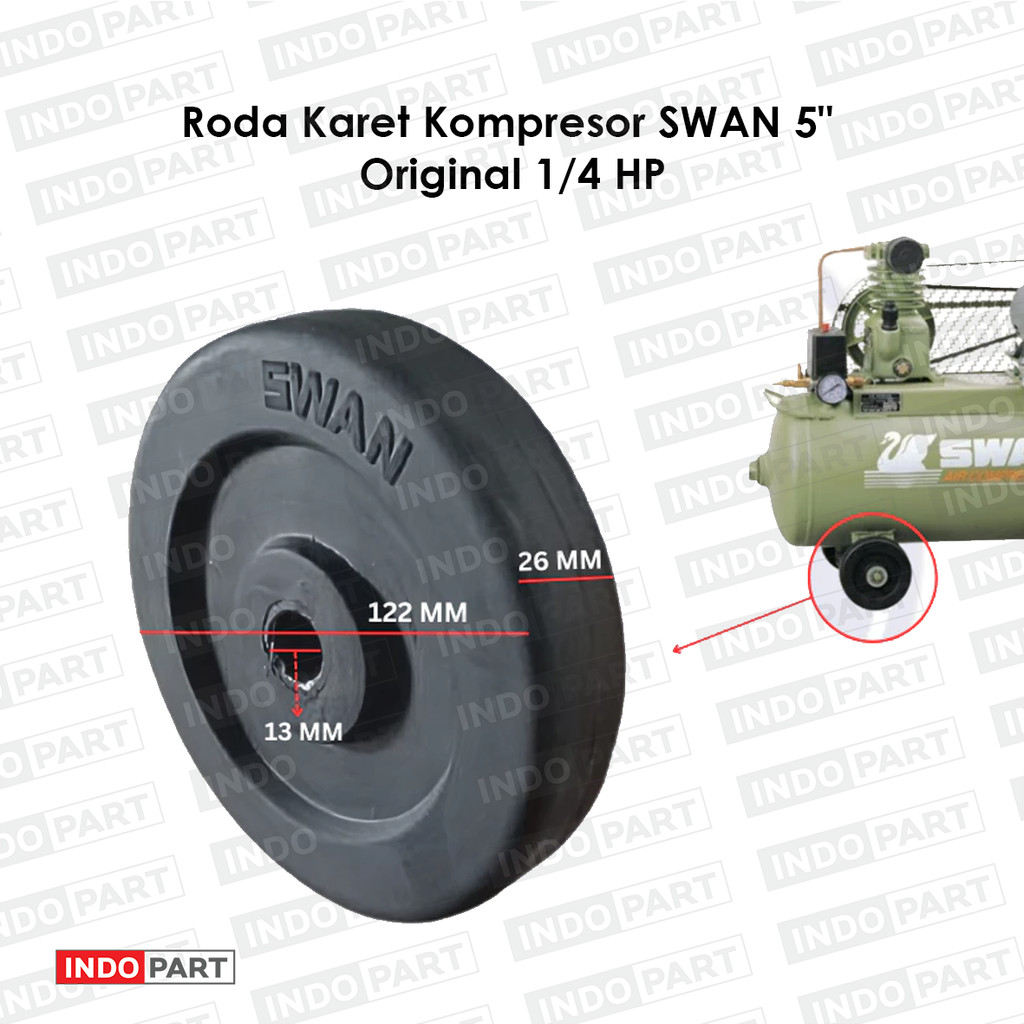Jual Roda Karet Kompresor SWAN 5" Original | Roda SWAN 1/4 HP Kompresor ...