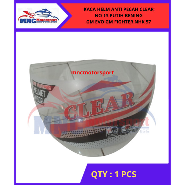 Jual KACA HELM ANTI PECAH CLEAR NO 13 PUTIH BENING GM EVO GM FIGHTER ...