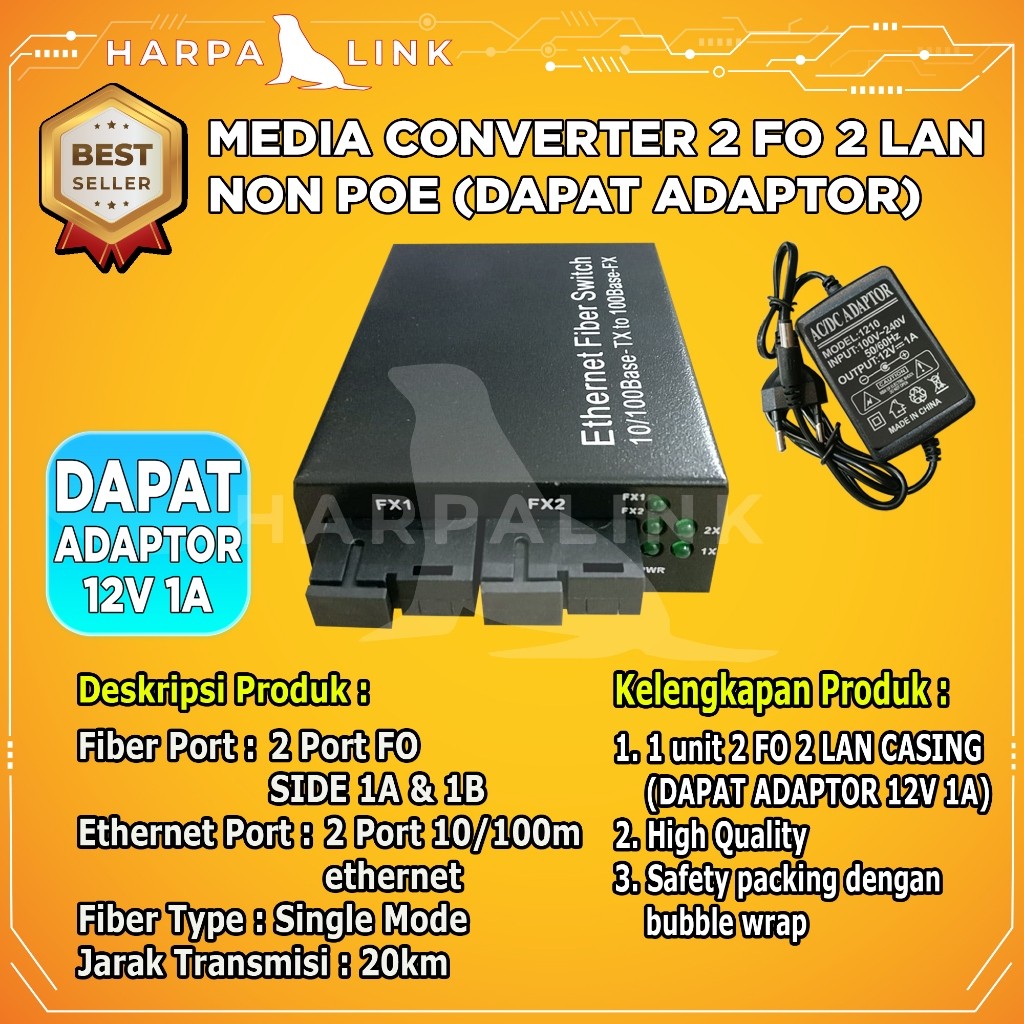 Jual Media Converter 2 FO 2 LAN 2 SC 2 RJ45 10/100 Mbps Full Body Casing Switch Fiber Optic ...