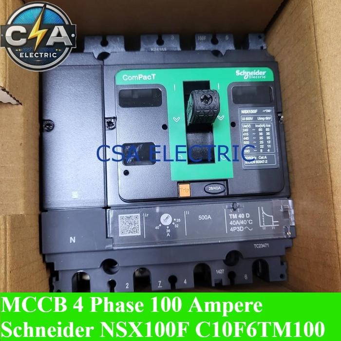 Jual MCCB 4 Phase 100 Ampere Schneider NSX100F C10F6TM100 / MCCB 4p 100a 36kA Schneider ...