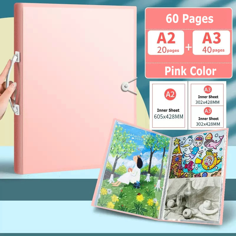 Jual Portable A2 Portfolio Folder A3 A4 Paper Organizer Art Drawing ...