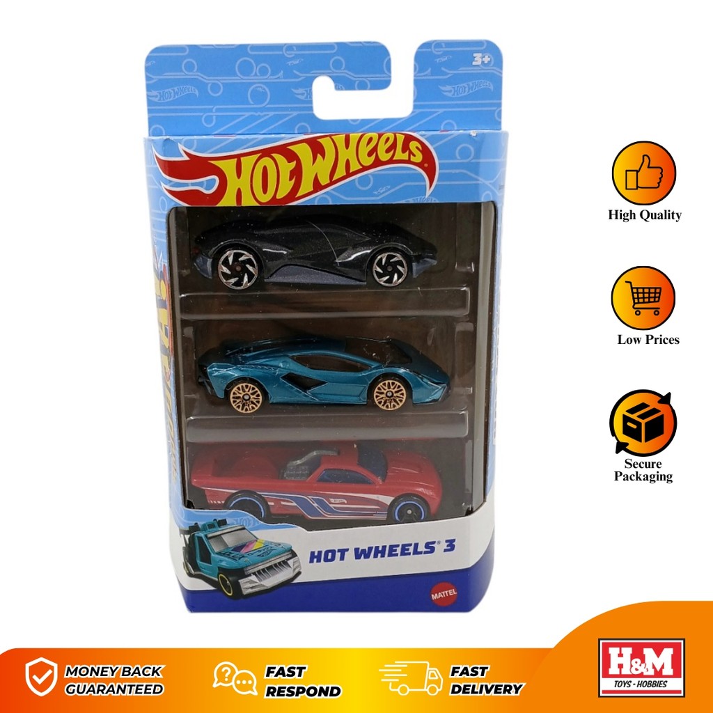 Jual Hot Wheels 3 Cars Pack Lamborghini Sian Biru DKK - K5904-93BE ...