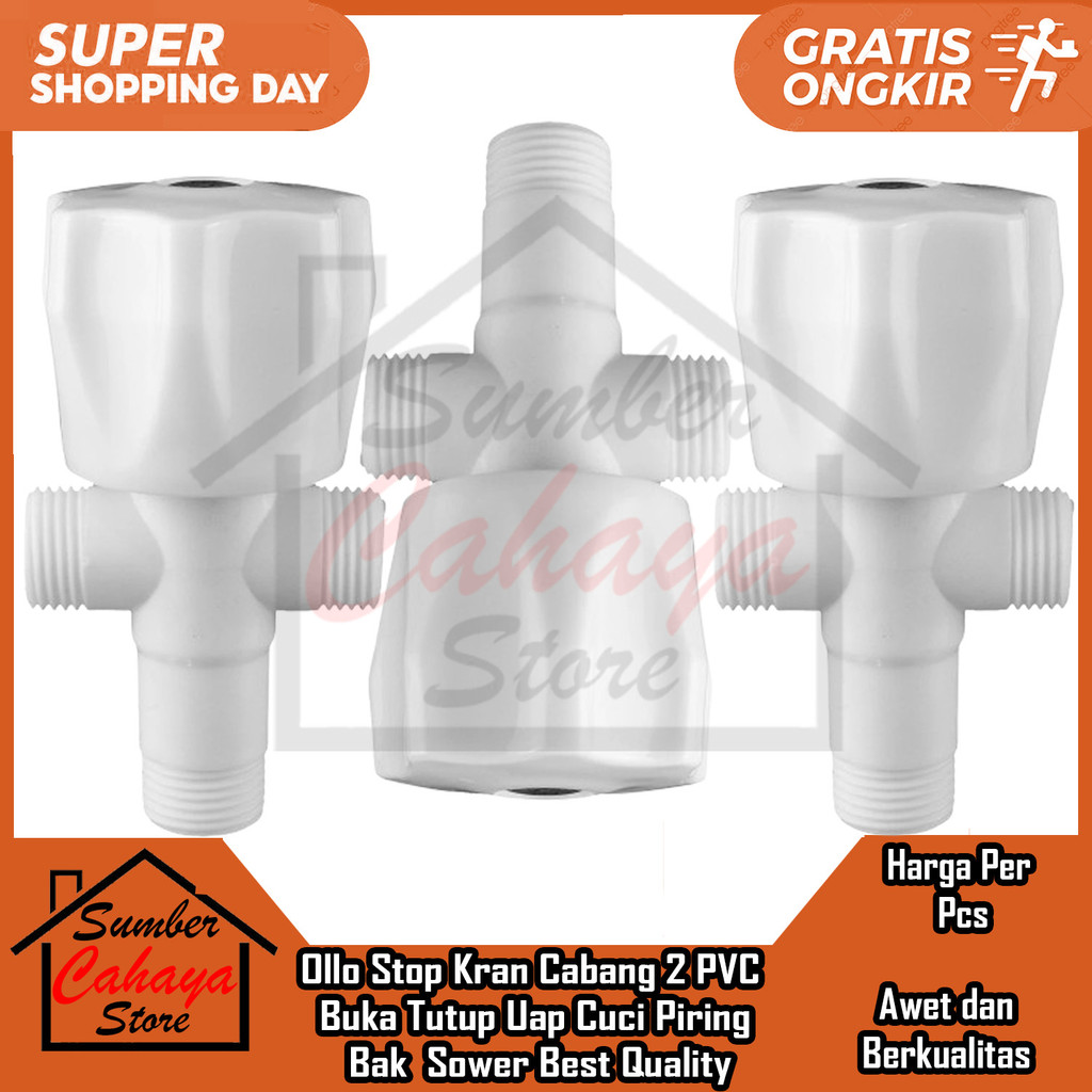 Jual Ollo Stop Kran Cabang 2 PVC Merek Ukuran 1/2 Inchi KC 02 In Inci ...