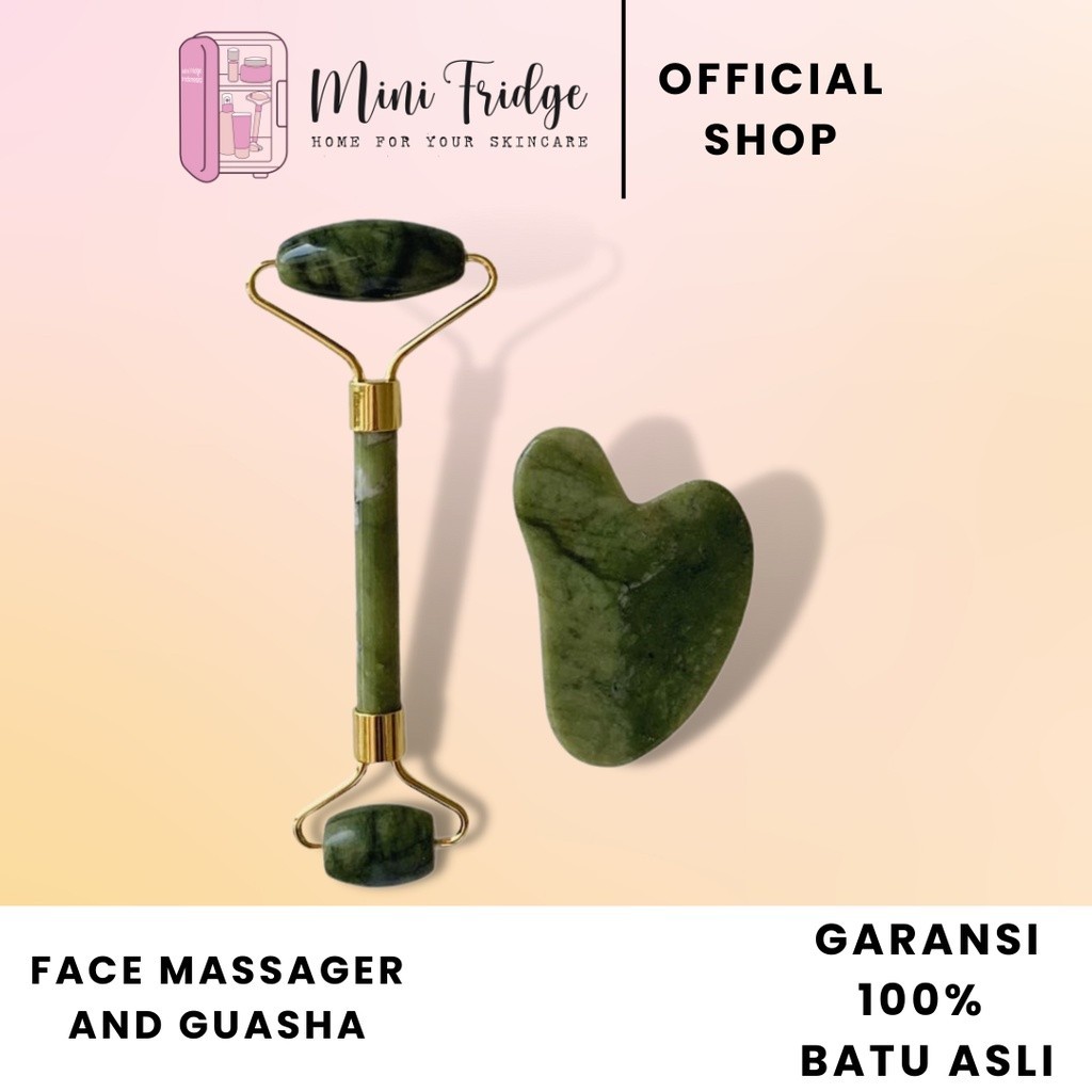 Jual [MINIFRIDGE] JADE Facial Roller Guasha 2in1 Batu Giok Alami Gua ...