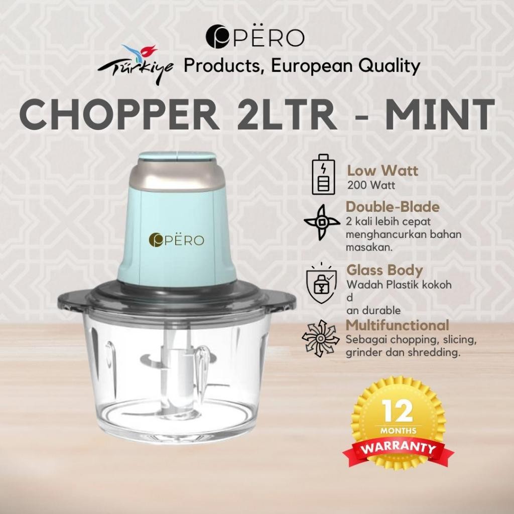 Jual Pero Glass Chopper 2 Liter / Food Processor 200 watt / Penggiling Daging Sayur Buah Es Batu ...