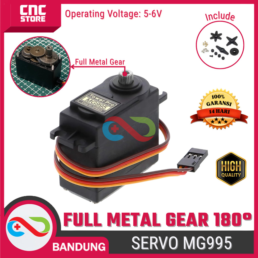 Jual Motor Servo MG995 Tower Pro – Full Metal 180 Derajat untuk ...
