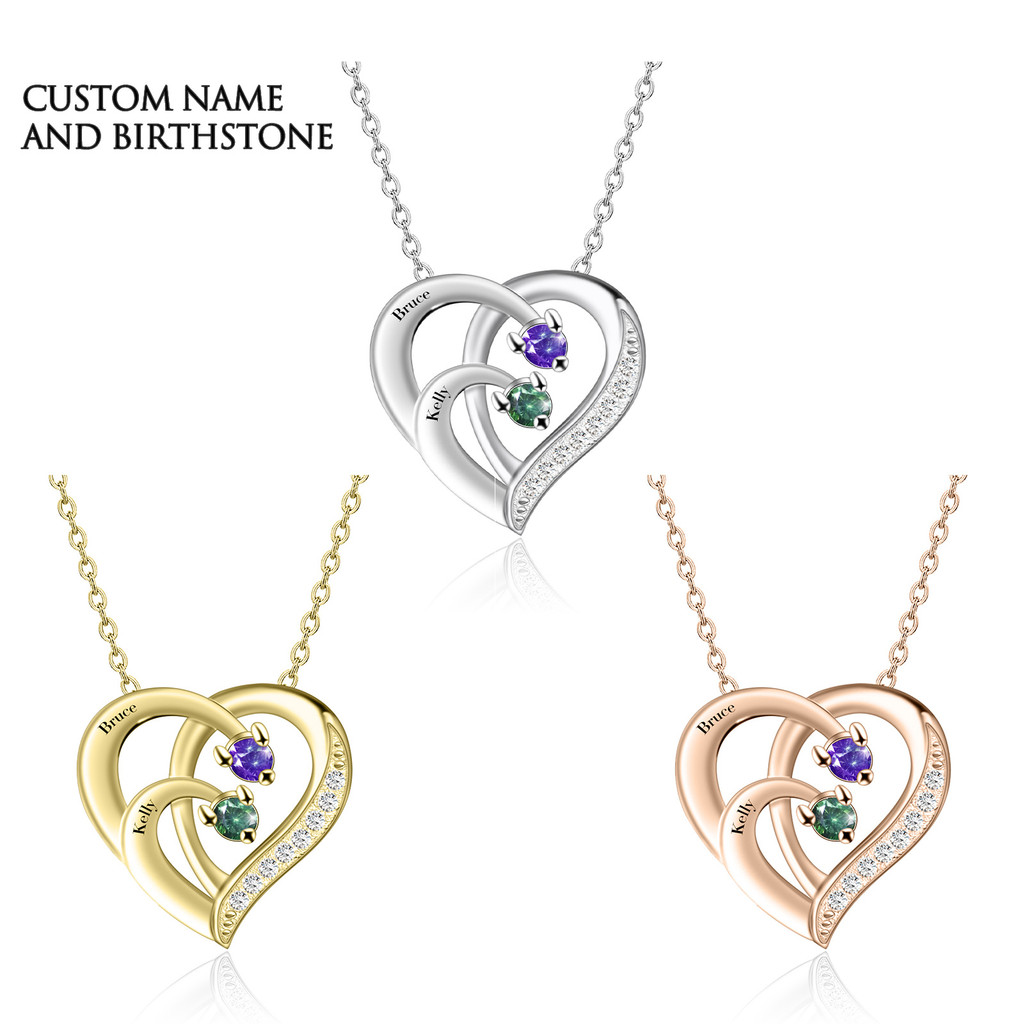 Jual Personalized Couple Necklaces with Birthstones - His & Hers ...