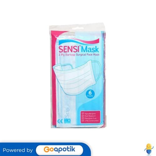 Jual Sensi 3 Ply Mask Earloop Warna Biru Box 6 Pcs | Shopee Indonesia