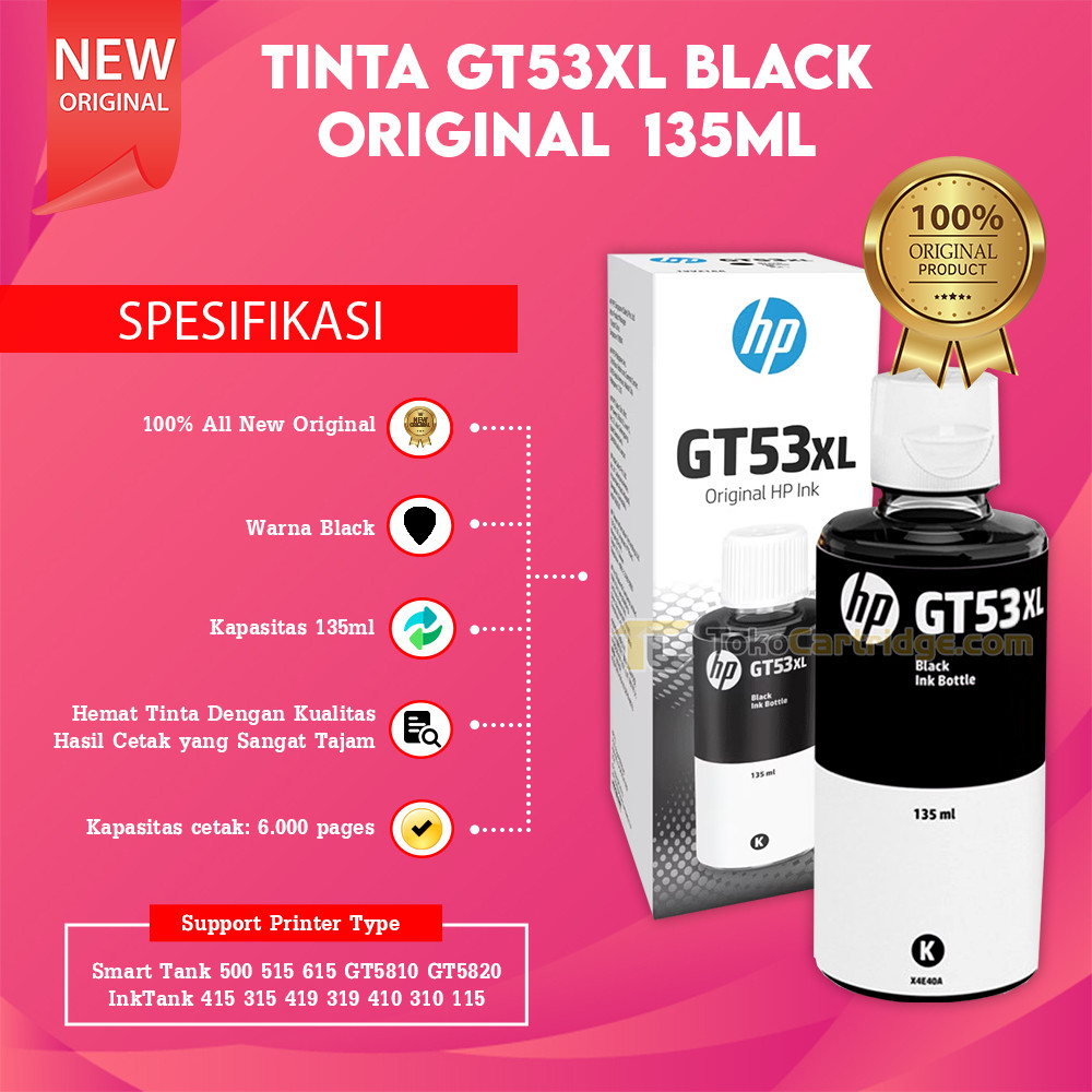 Jual HP Tinta GT53XL 135-ml Black Original Ink Bottle [1VV21AA ...