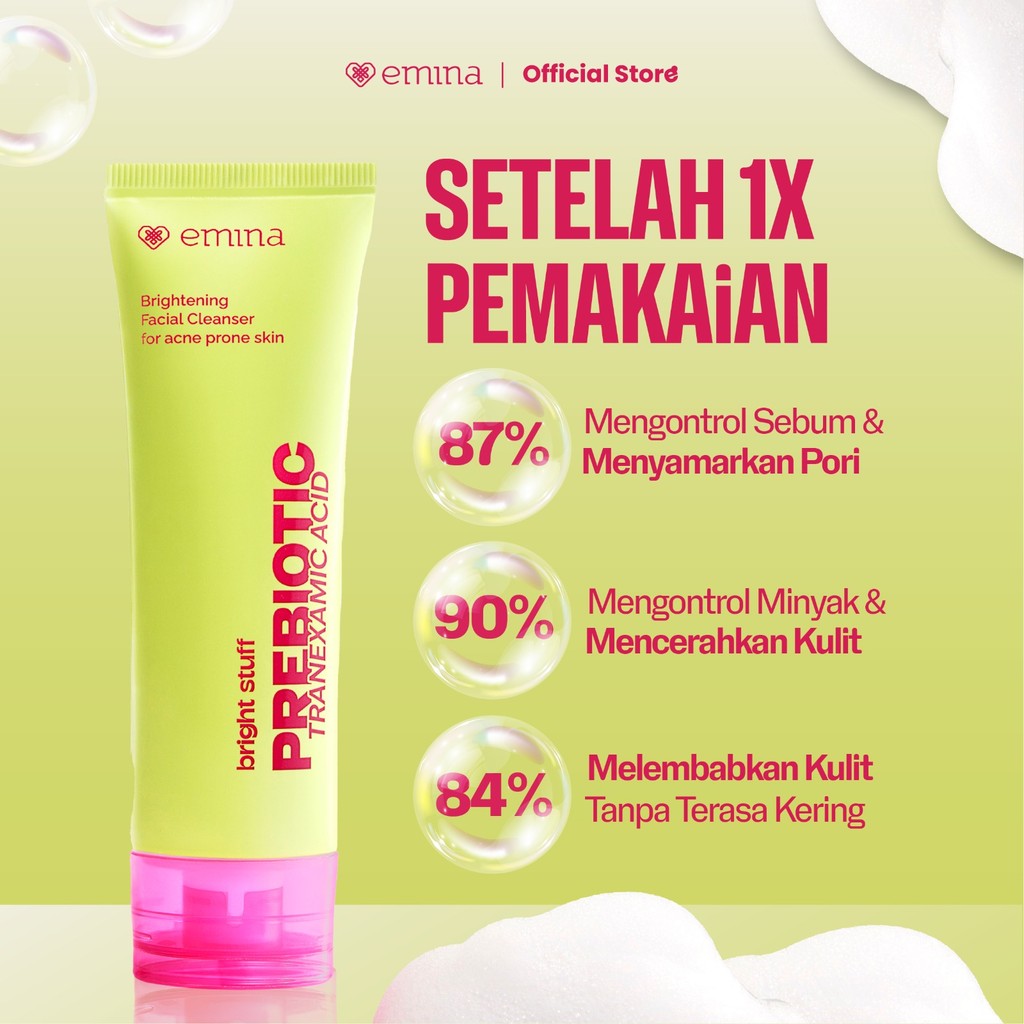 Jual NEW! Emina Prebiotic Tranexamic Acid Brightening Face Wash for ...