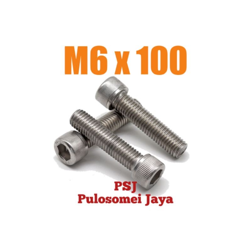 Jual Baut L M6 x 100 Stainless 304 / Hex Socket Head Cap Screw | Shopee ...