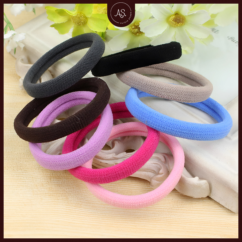Jual AS Karet Ikat Rambut Polos Korea Simple Elegan 50Pcs / Pack Ukuran ...