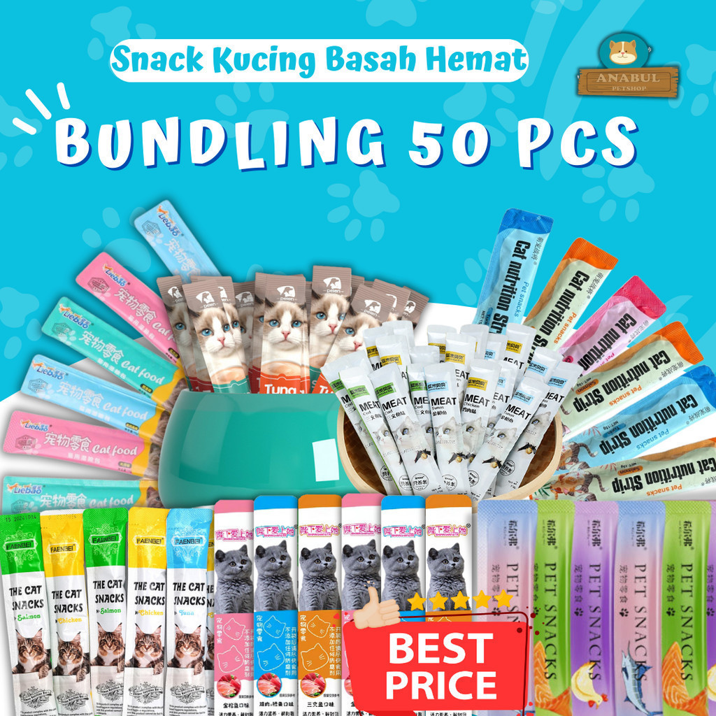 Jual 50pcs mix Snack Kucing Paket Hemat Makanan basah Camilan Kucing ...