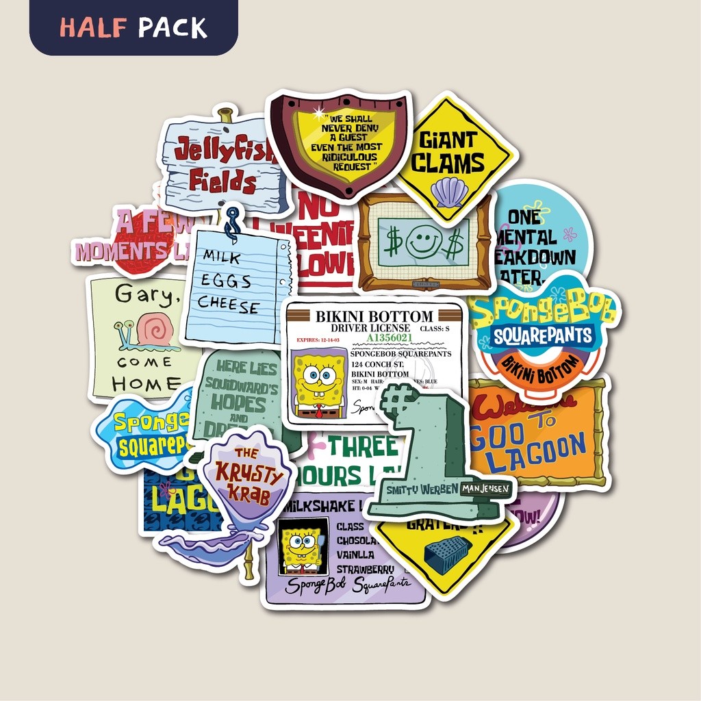 Jual STICKER PACK SPONGEBOB SIGN | STICKER TUMBLER | STIKER LAPTOP ...